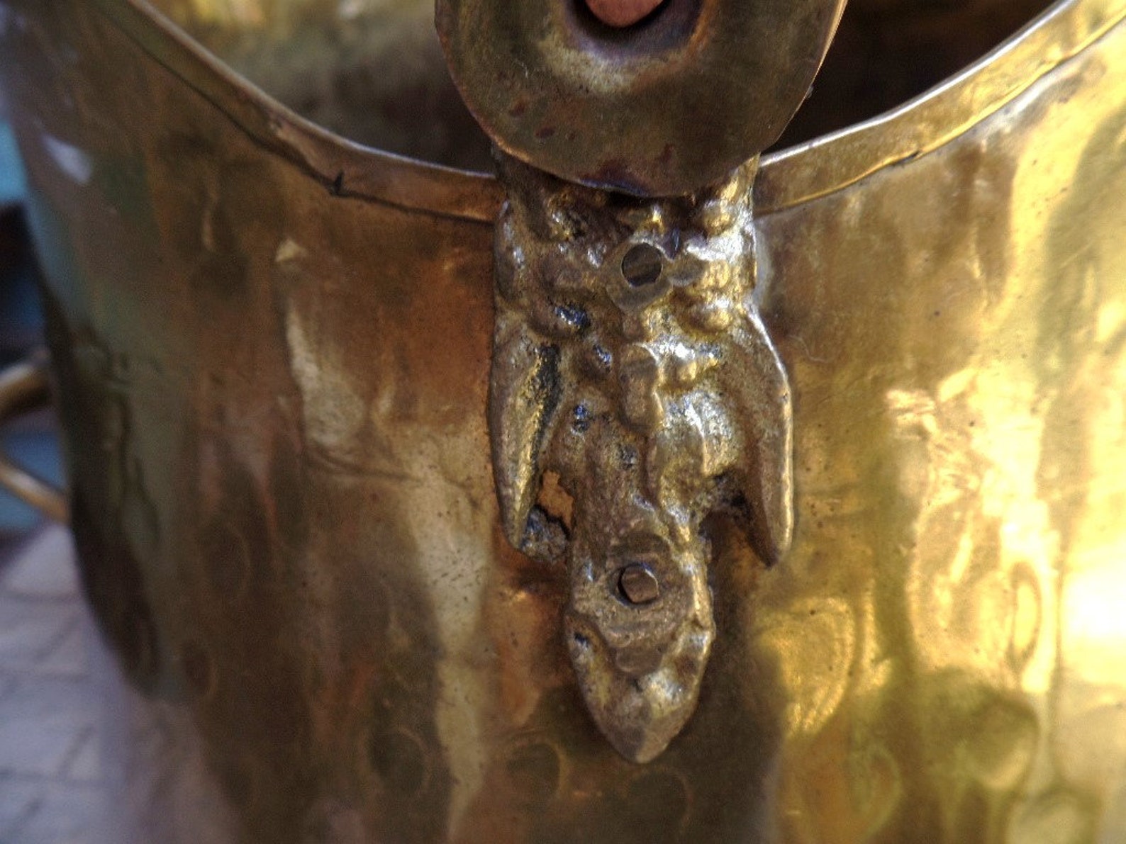 Vintage Hammered Brass Scuttle Bucket With Floral Design Made in Turkey ...