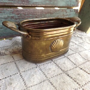 Vintage Small Oval Brass Double Handle Pot Shell Design - Etsy