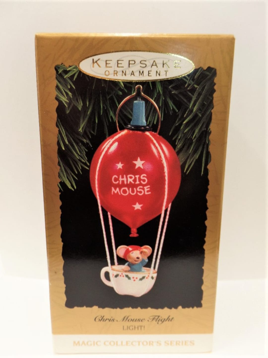 Hallmark Chris Mouse Flight Christmas Lighted Ornament 1993 Hot Air ...