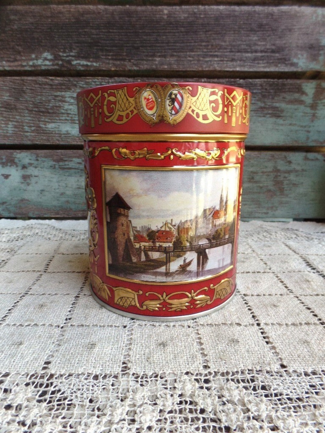 Vintage Round German Cookie Tin Lebkuchen Schmidt Nurnberg Made in ...