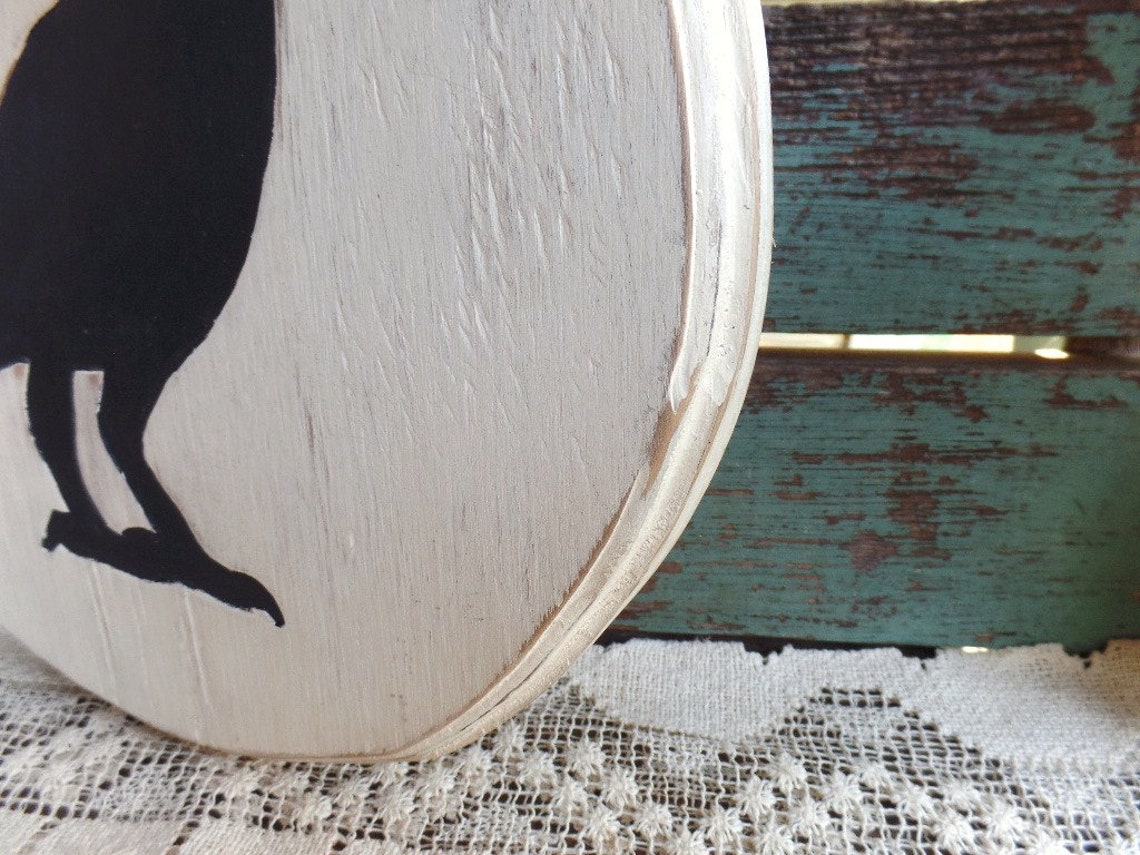 Handmade Folk Art Wood Sign Raven Crow Black Bird Halloween | Etsy