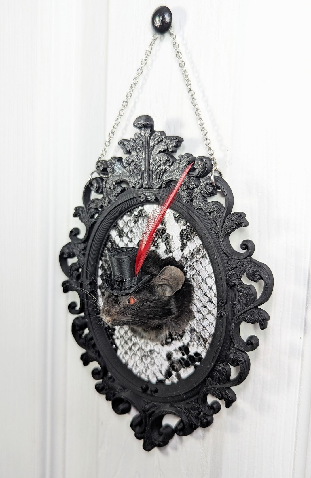 Snake Skin Print Feathered Top Hat Mouse Taxidermy Head Mount - Etsy