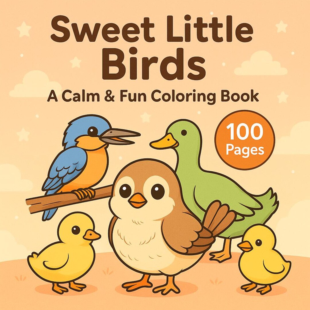 Sweet Little Birds Coloring Book: 100 Pages of Fun (printable PDF) - Etsy