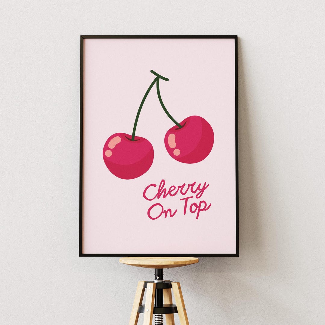 Cherry Poster, Retro Wall Art, 70s Aesthetic, Cherry on Top Poster ...