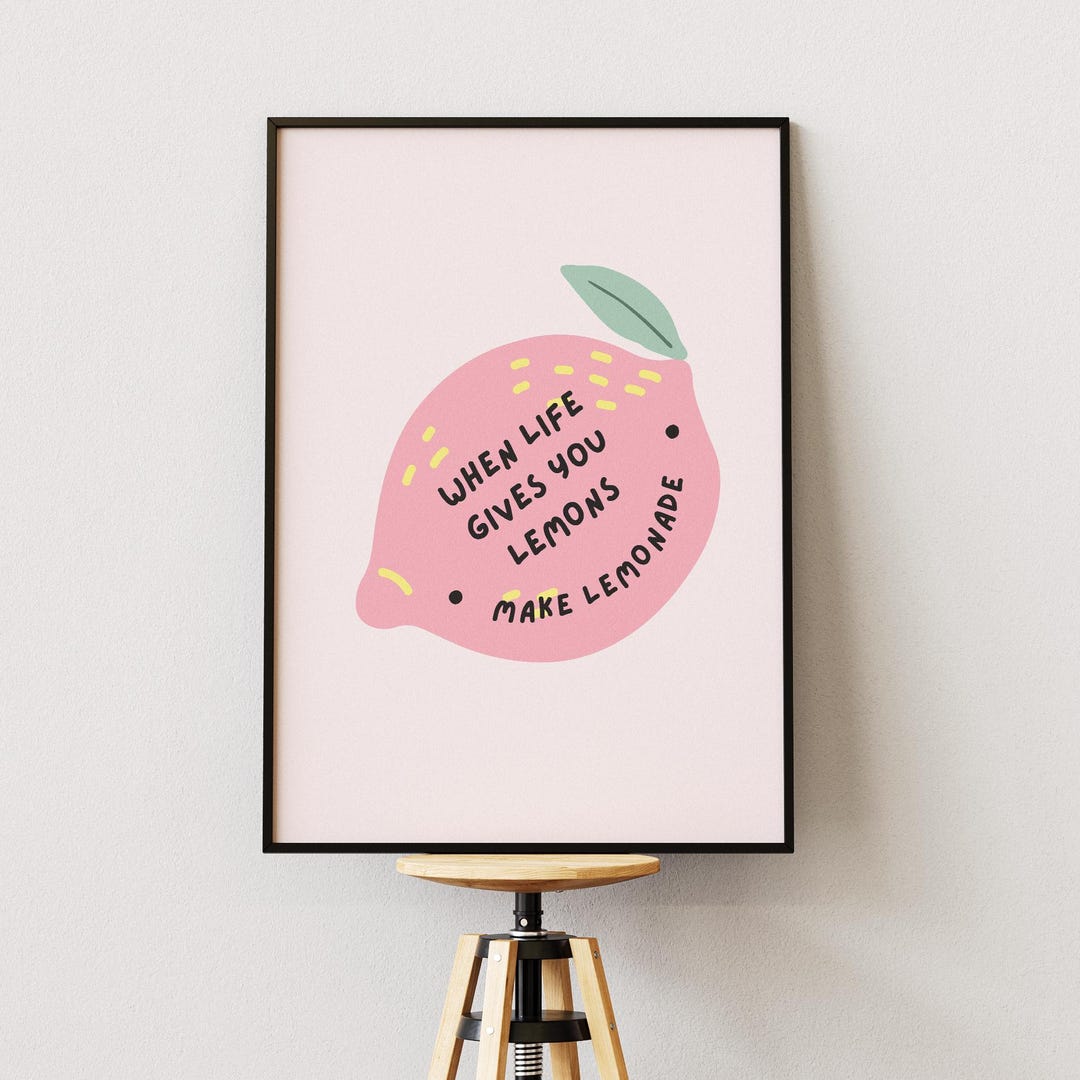 Lemonade Promise Poster Lemon Message Pink Lemon Poster Aesthetic Retro ...