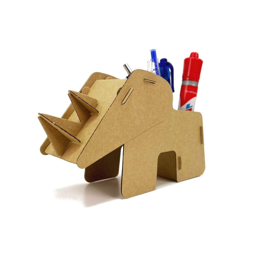 Animal Pen Holder Rhino DIY Paper Craft Learning Toy Office Supplies - Etsy