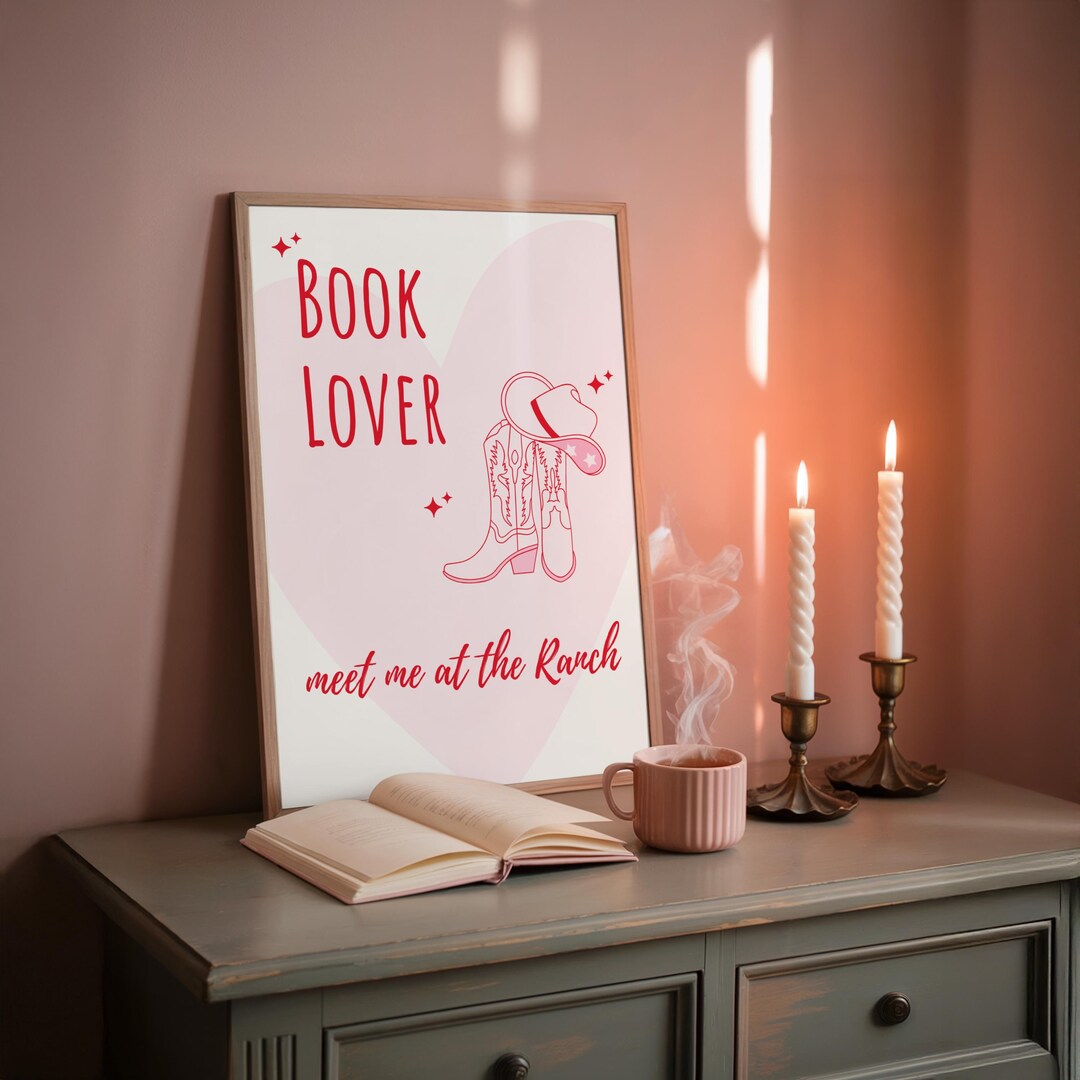 Book Lover Poster – Western Wall Art, Cowboy Boots Print, Romantic ...