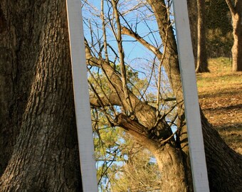Distressed White Framed Mirror. 66 Inch Mirror. Weathered | Etsy