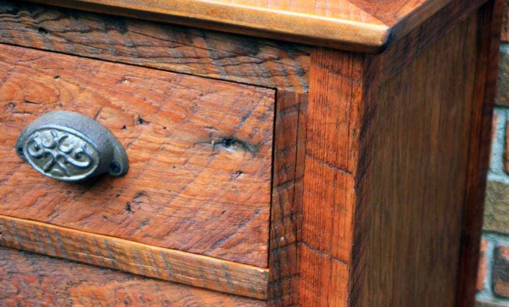 Bedside Table w/ Drawers. Rustic Bedside Table. 3 Drawer End | Etsy