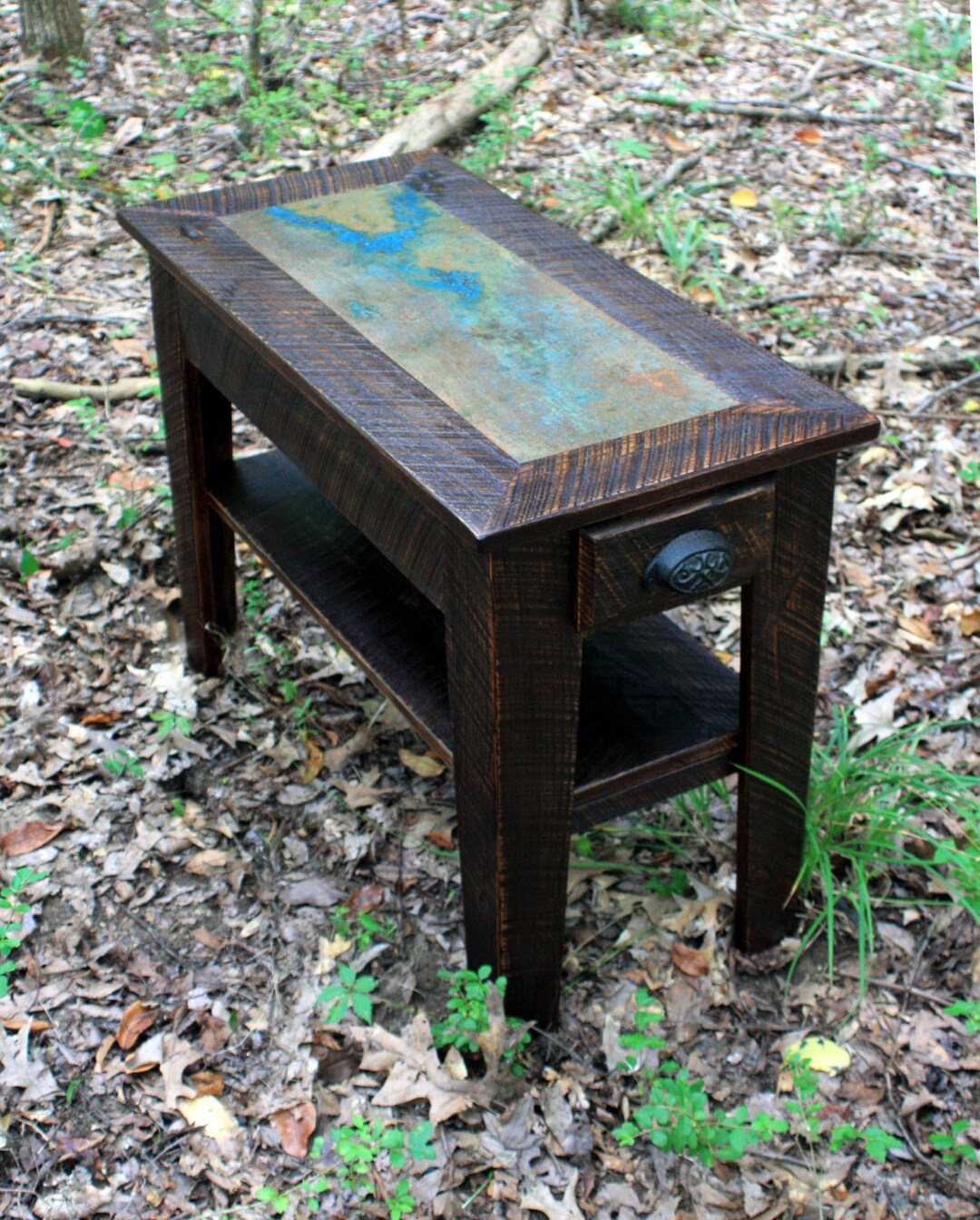 Large Copper Side Table. Copper Patina End Table. Rustic Metal Side ...