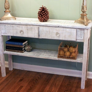 Whitewashed Sofa Table. White Hallway Table. Whitewash Entry Table ...