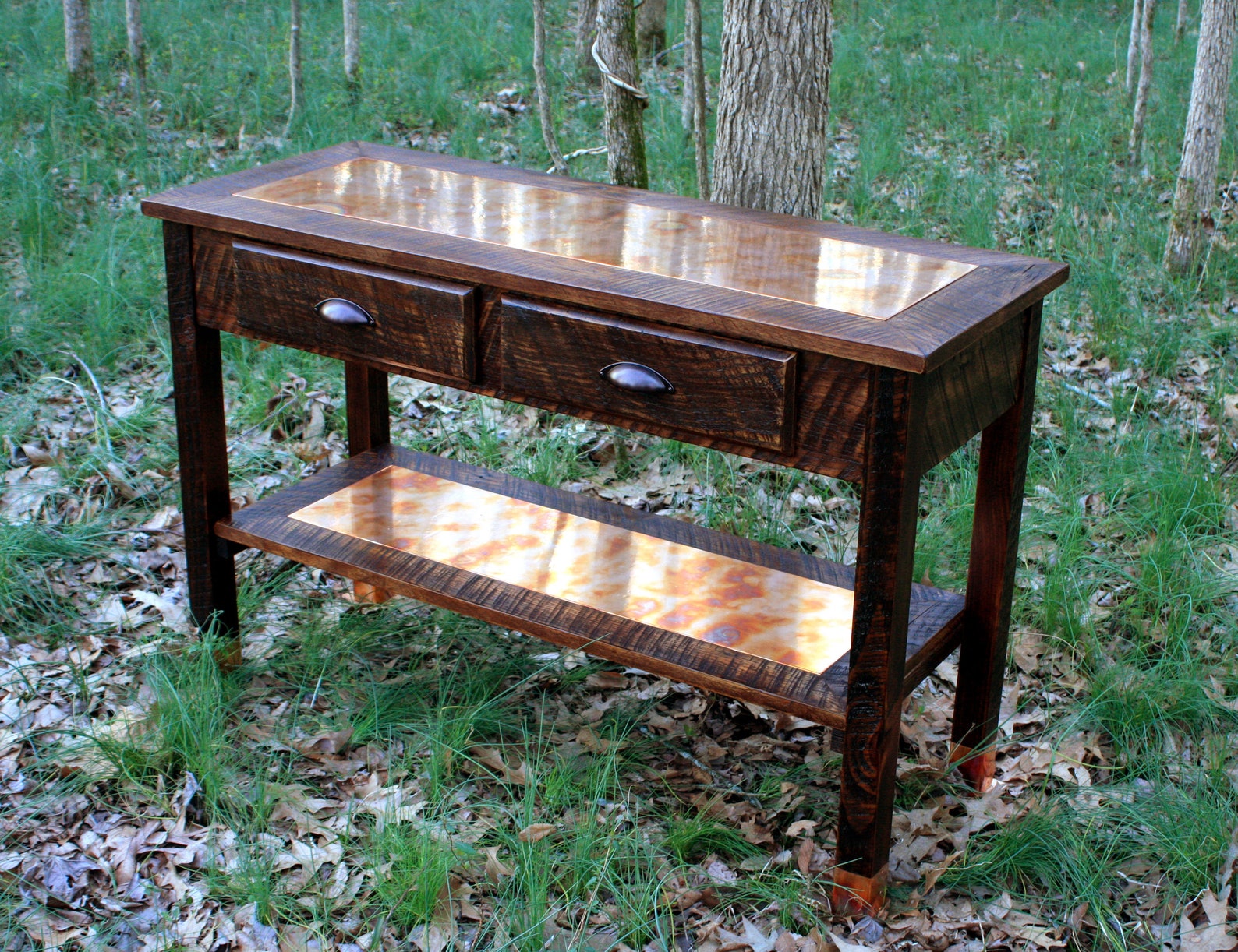 Large Copper Sofa Table. Copper Top Console Table. Copper Console Table ...