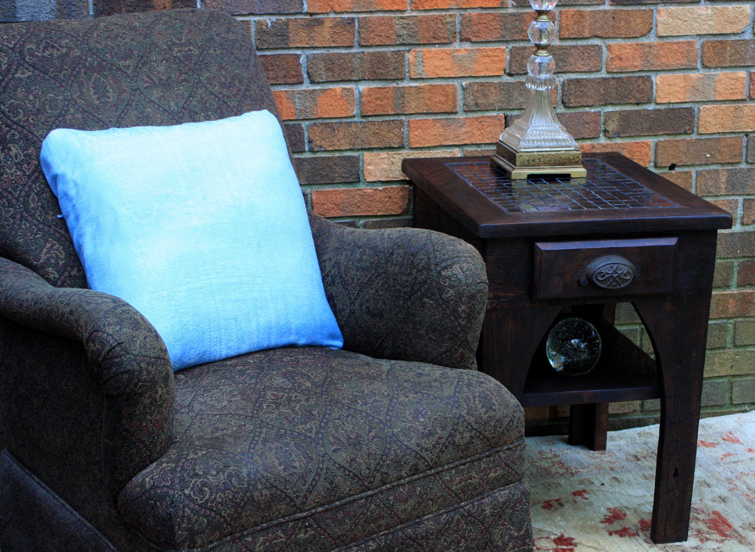 Mosaic Tile End Table. Mosaic Tile Bedside Table. Dark Brown | Etsy