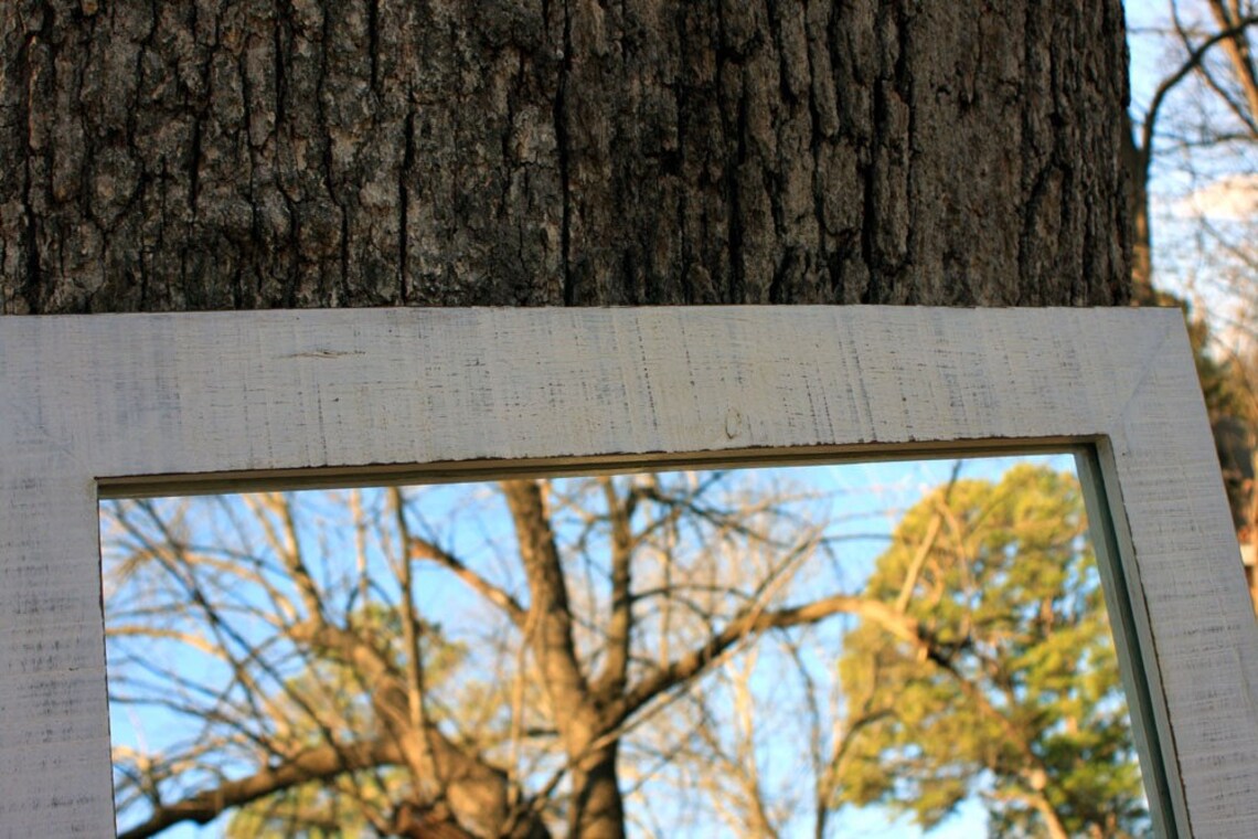 Full Length Framed Mirror. Distressed White Framed Mirror. | Etsy
