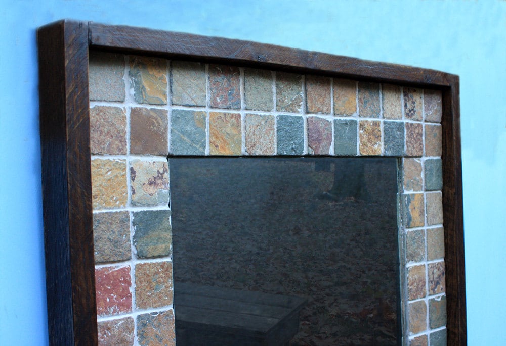 Slate Framed Mirror. Stone Framed Mirror. Copper Rust Slate Framed ...