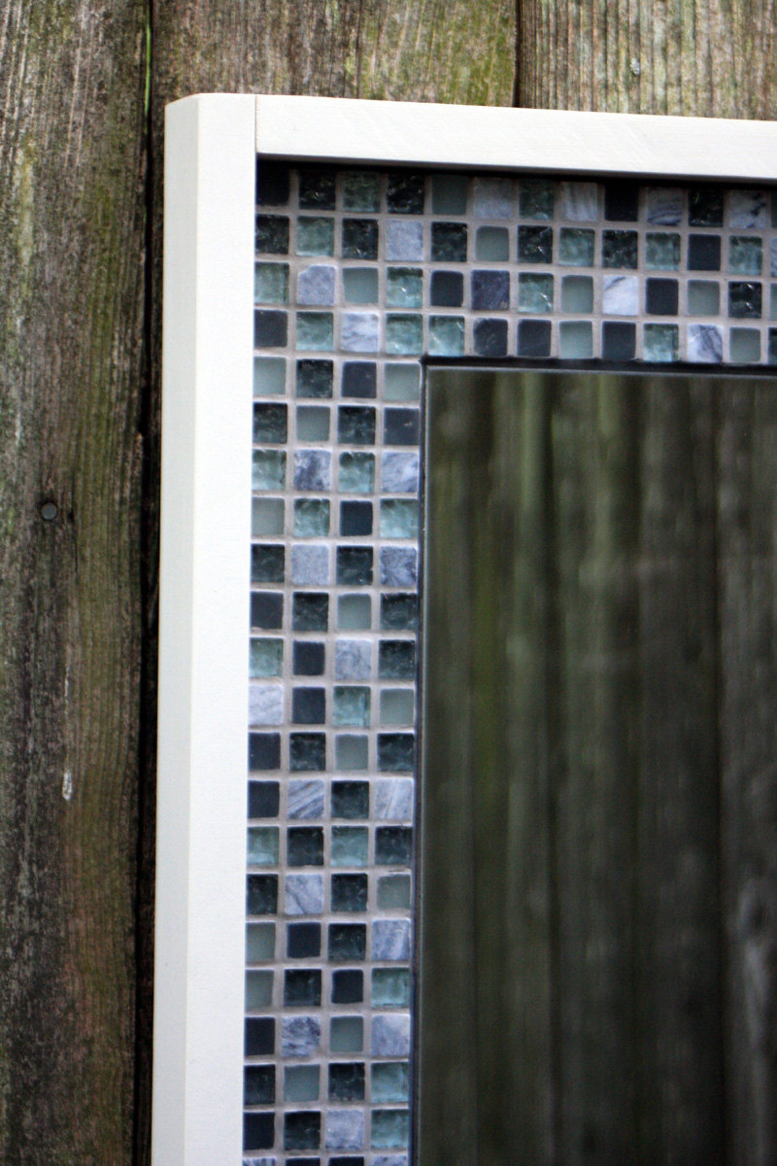 Glass Mosaic Tile Framed Mirror. Tile Framed Mirror. White | Etsy