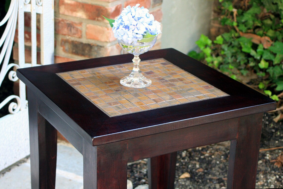 Copper Mosaic Side Table. Contemporary End Table. Copper Top End Table ...