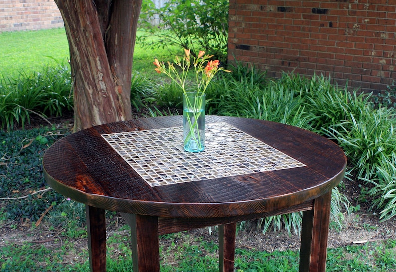 Round Dining Table. Round Mosaic Tile Kitchen Table. Four Person ...