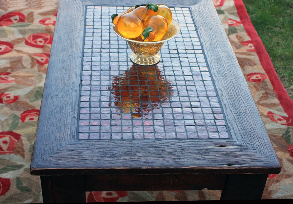 Glass Mosaic Coffee Table. Red Tile Coffee Table. Rustic | Etsy