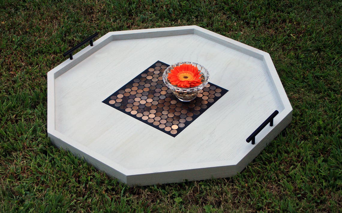 Octagon Tray. Copper Ottoman Tray. Round Ottoman Tray. - Etsy