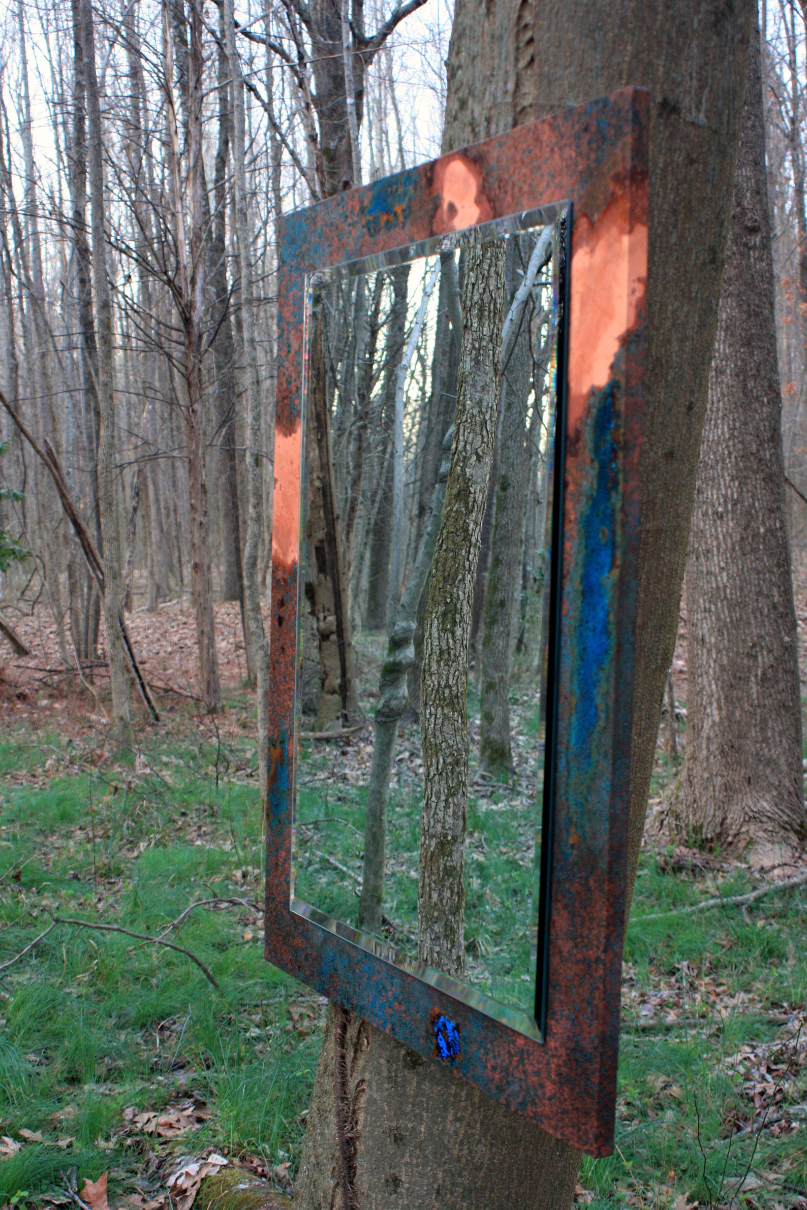 Copper Mirror. Copper Patina Mirror. Copper Wall Art Mirror. Wall Art ...