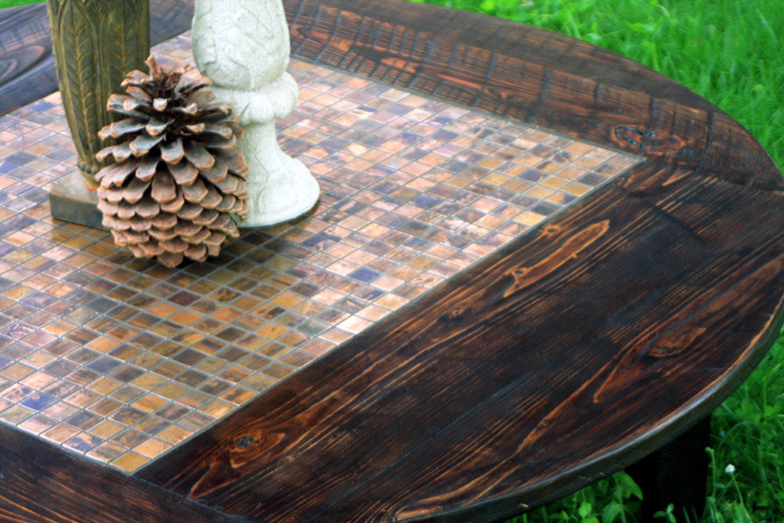 Round Coffee Table. Copper Top Coffee Table. Round Copper Mosaic Table ...