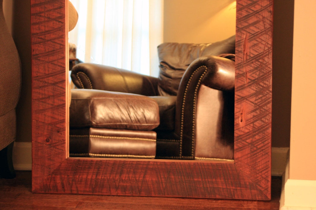 Chocolate Brown Framed Mirror. Reclaimed Wood Mirror. Framed Floor ...