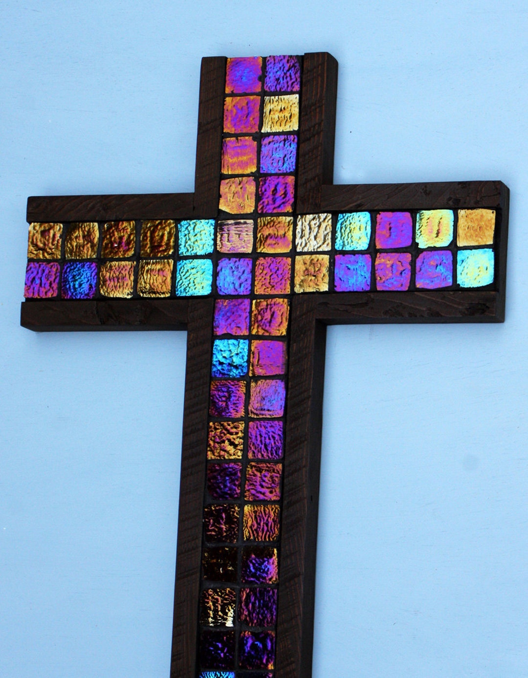 Mosaic Tile Cross. Sparkling Cross. Glittering Cross. Iridescent Tile ...