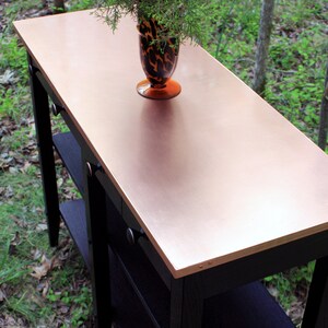 Large Console Table. Copper Console Table. Copper Top Table. Wood ...