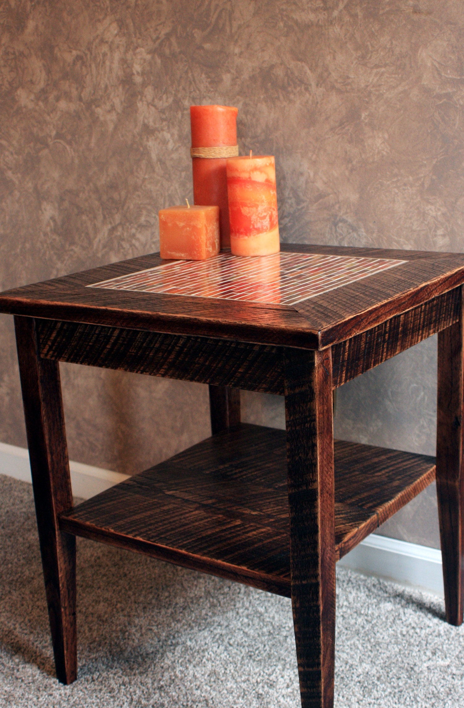 Mosaic End Table. Tile Mosaic End Table. Rustic Side Table w/ | Etsy