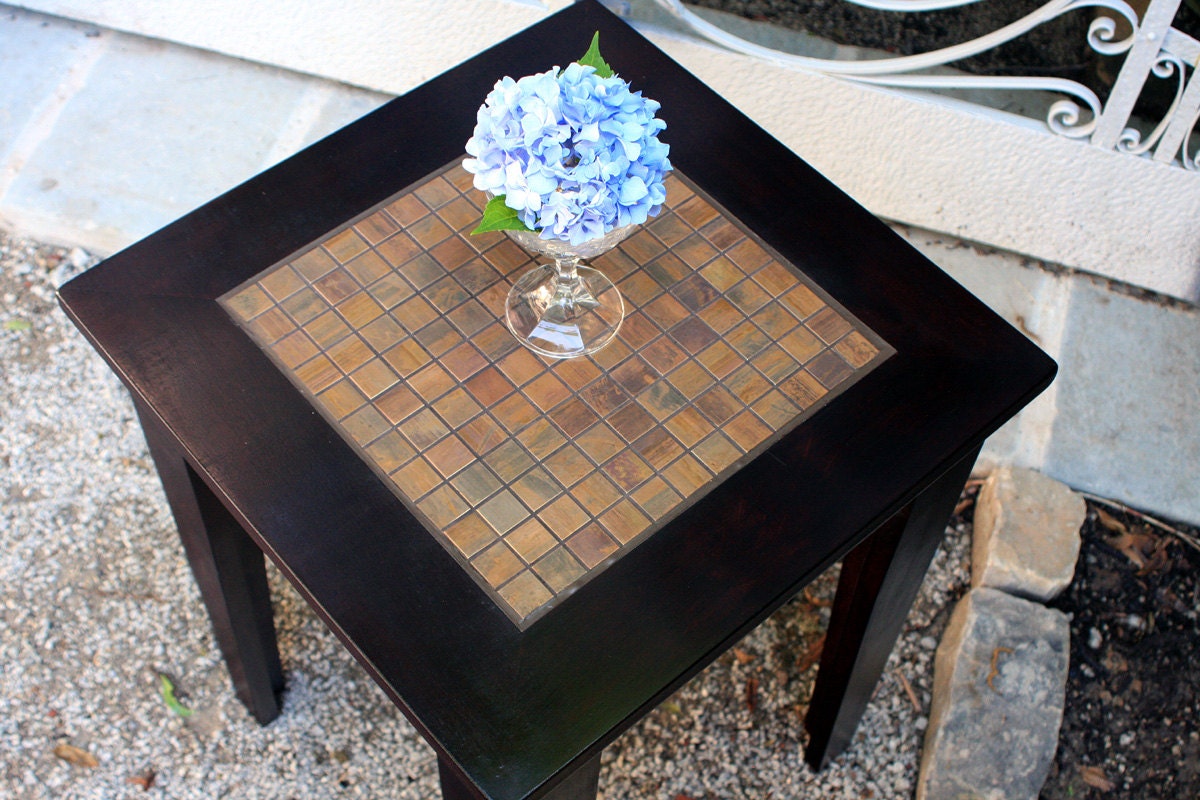Copper Mosaic Side Table. Contemporary End Table. Copper Top End Table ...