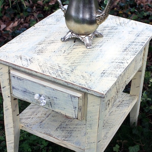 Cream Colored Side Table. Yellow End Table W/ Drawer. Rustic - Etsy