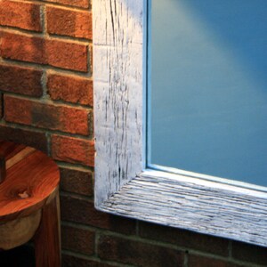 Distressed White Framed Mirror. 66 Inch Mirror. Weathered Framed Mirror ...