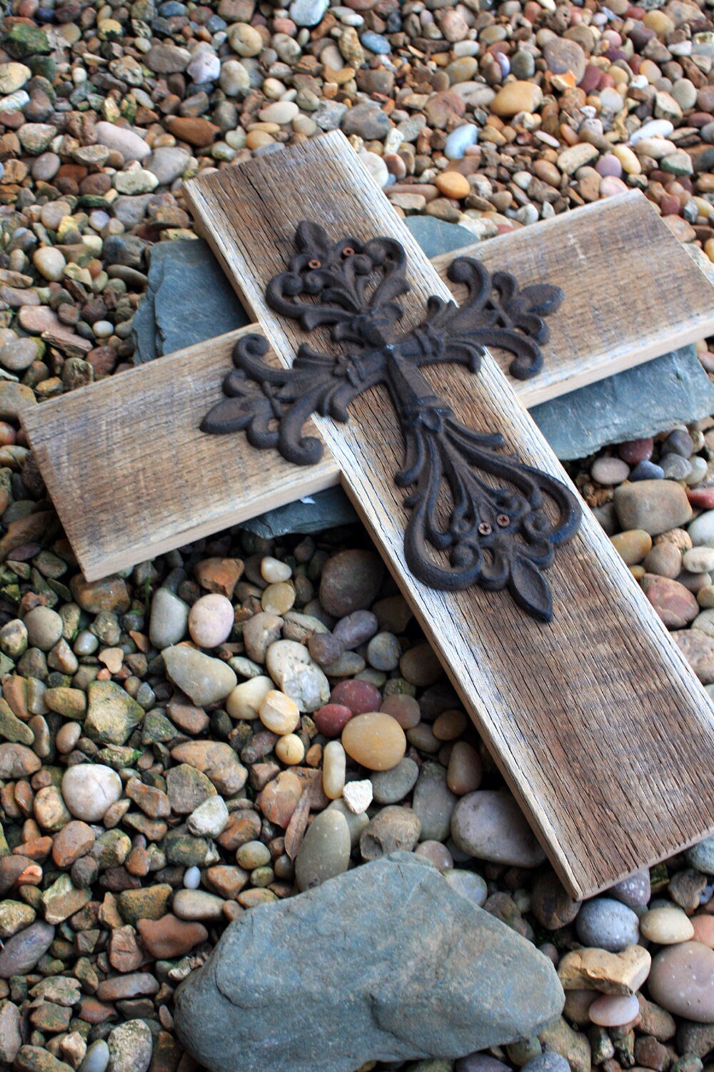 Large Cast Iron Cross. Large Wooden Cross. Rustic Wood Cross. Large ...