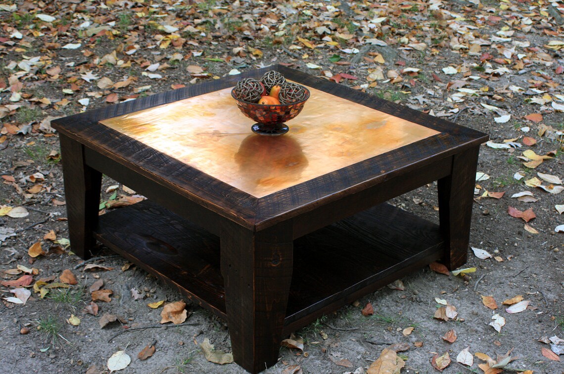 Copper Top Coffee Table. Copper Coffee Table. Refined Rustic - Etsy
