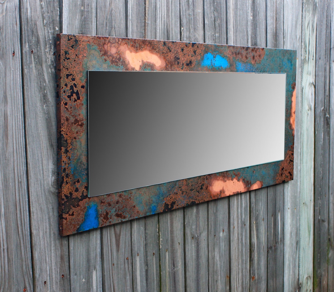 Copper Mirror. Copper Patina Mirror. Copper Wall Art Mirror. Wall Art ...