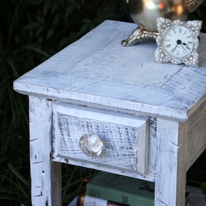 Distressed White End Table. White Bedside Table. Small End Table ...