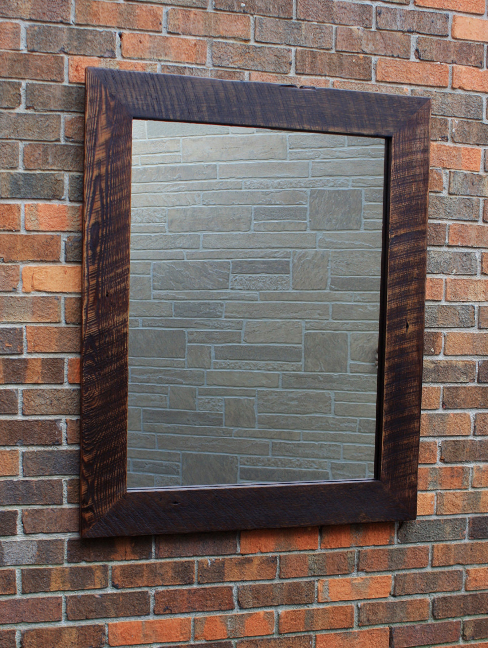 Rustic Framed Mirror. Reclaimed Wood Framed Mirror. 40 Inch - Etsy