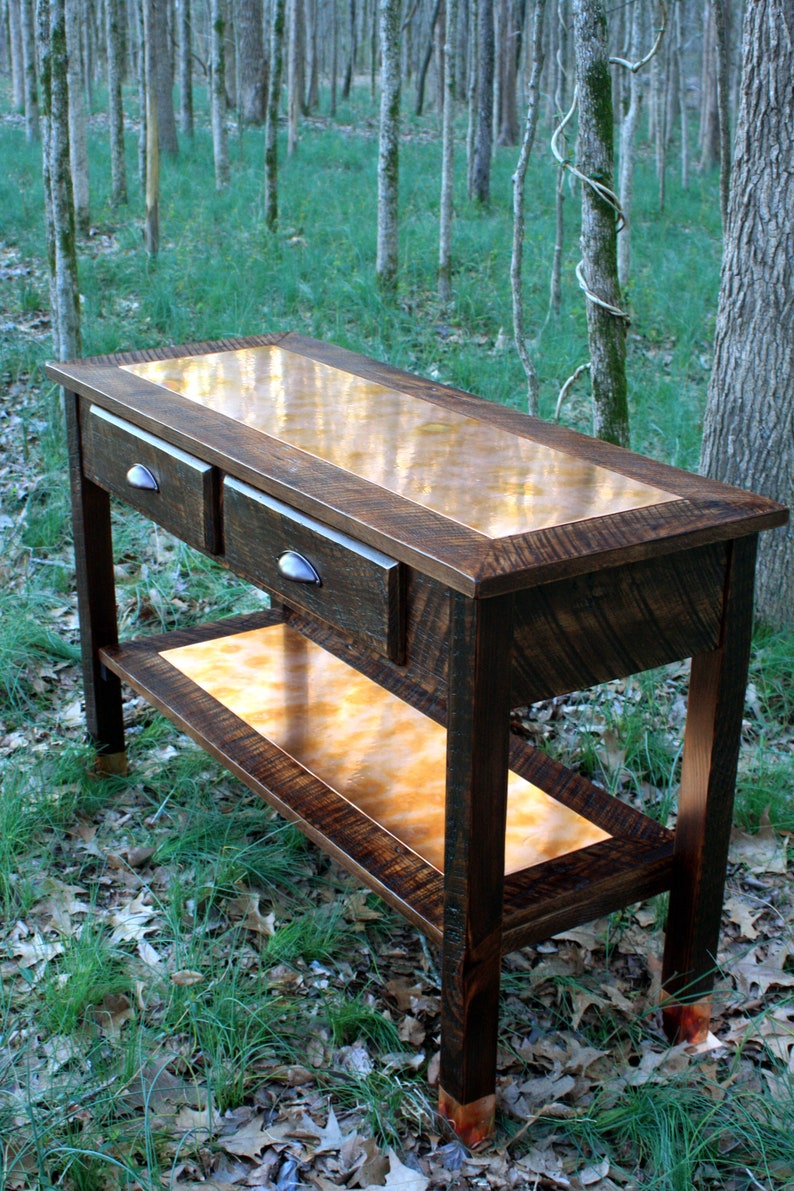 Large Copper Sofa Table. Copper Top Console Table. Copper Console Table ...