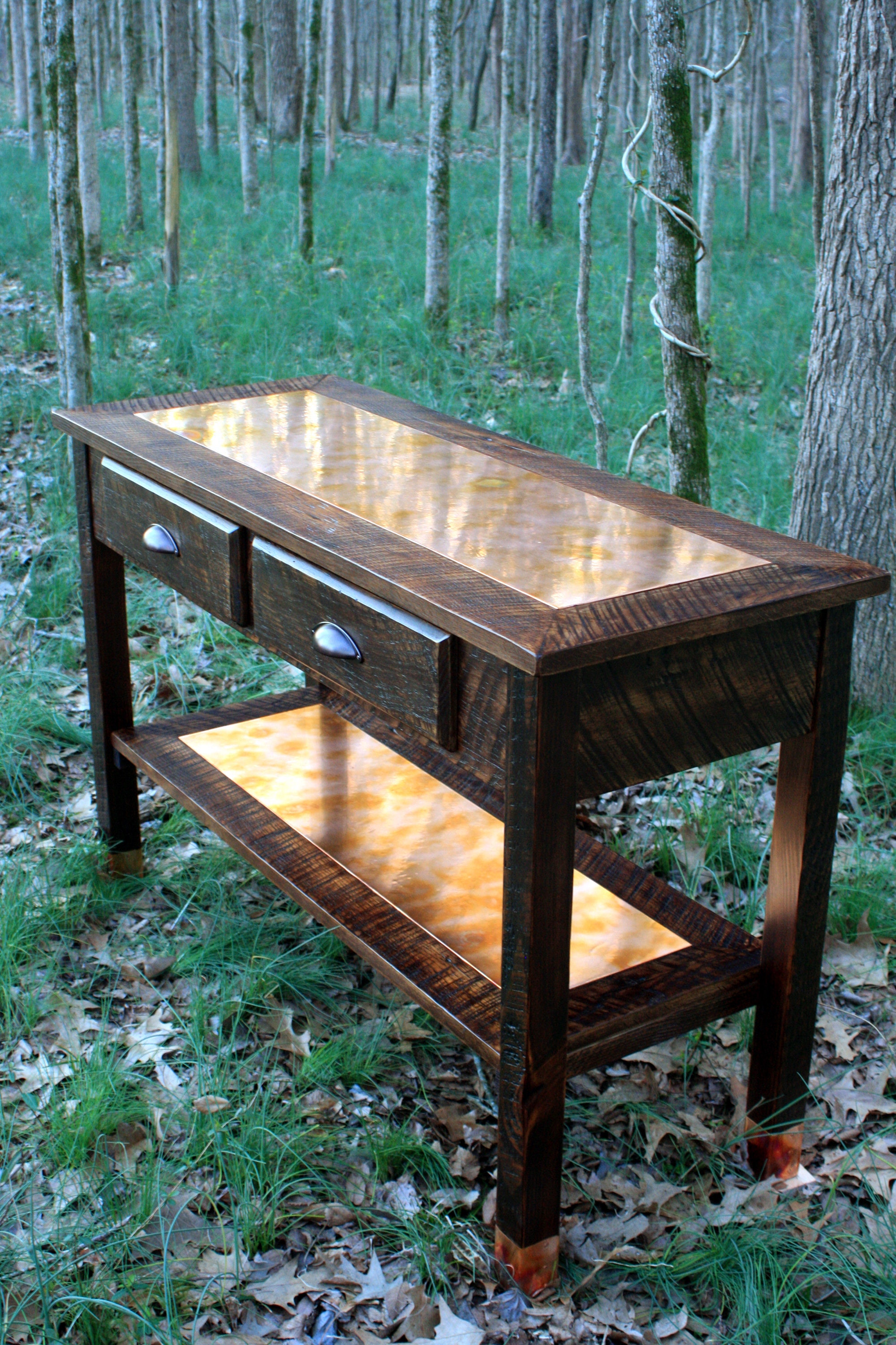 Large Copper Sofa Table. Copper Top Console Table. Copper Console Table ...