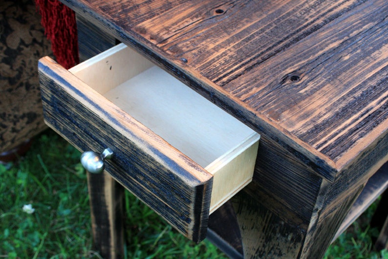 Rustic Side Table. Distressed Black End Table. End Table W/ - Etsy