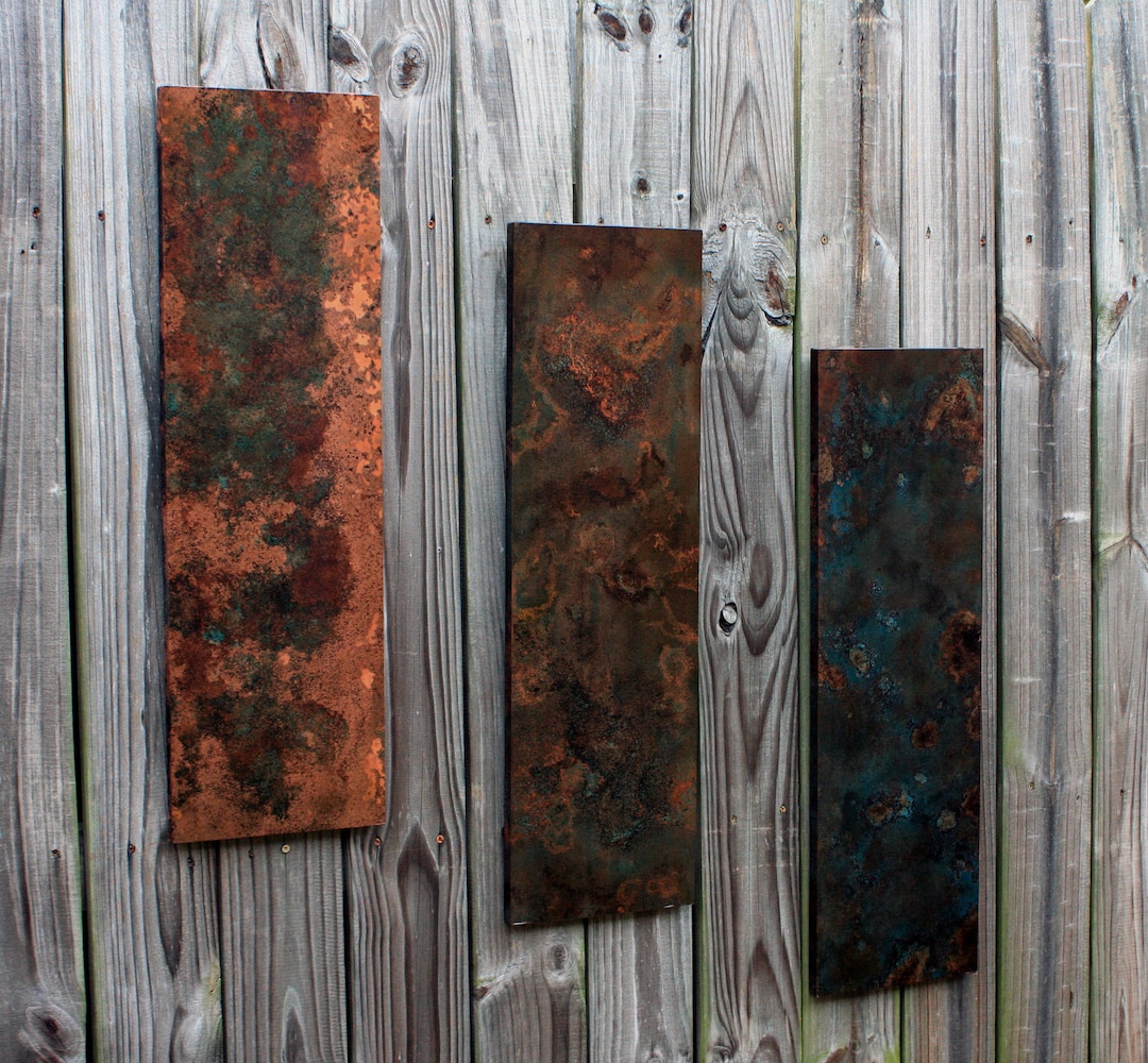 Copper Wall Art. Copper Patina Art. Trio Abstract Art. Copper Wall ...