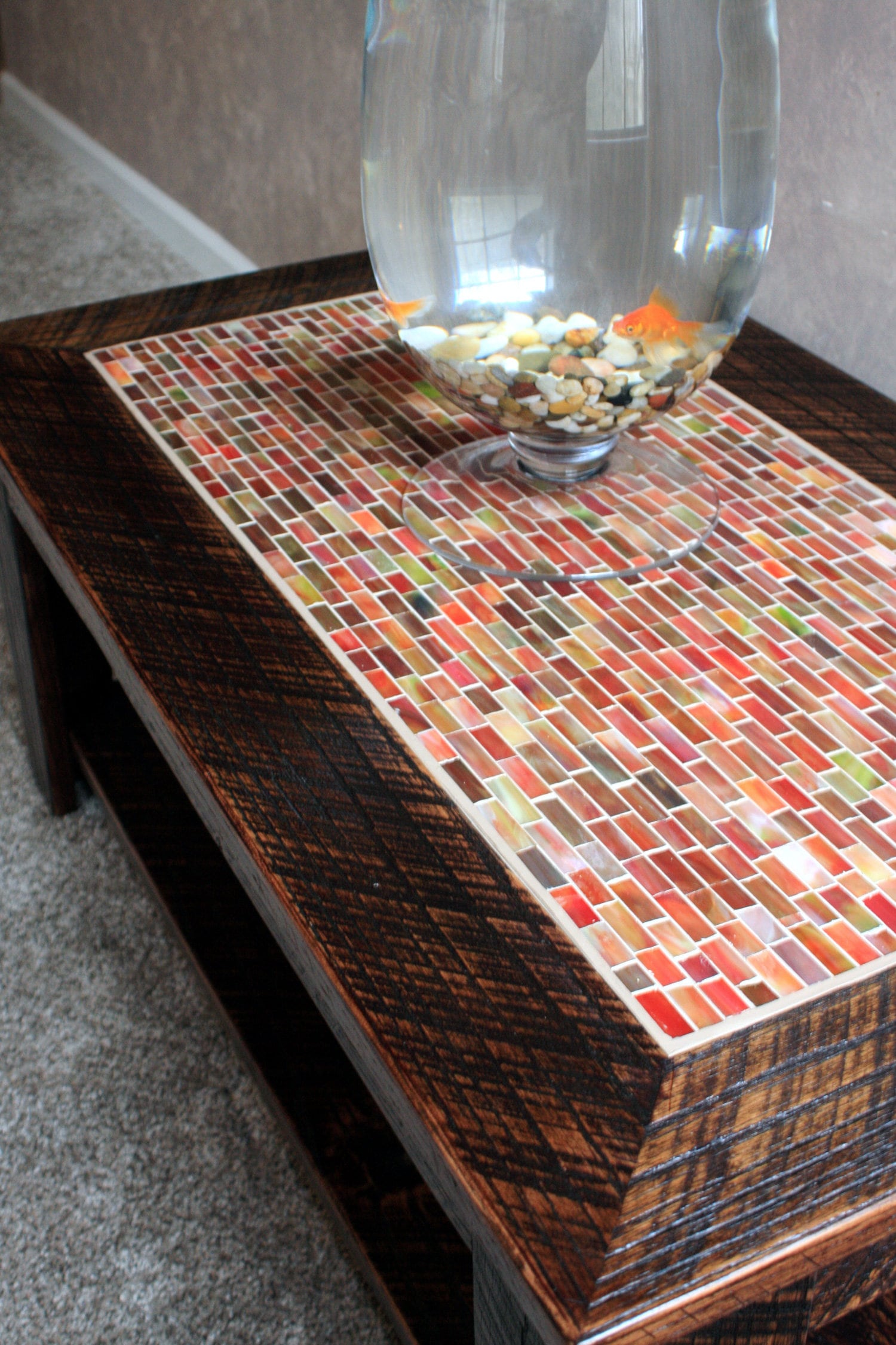 Coffee Table with Shelf. Reclaimed Wood Coffee Table. Mosaic | Etsy