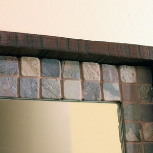 Slate Framed Mirror. Natural Stone Framed Mirror. Slate and Wood Framed ...