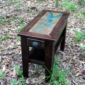 Large Copper Side Table. Copper Patina End Table. Rustic Metal Side ...