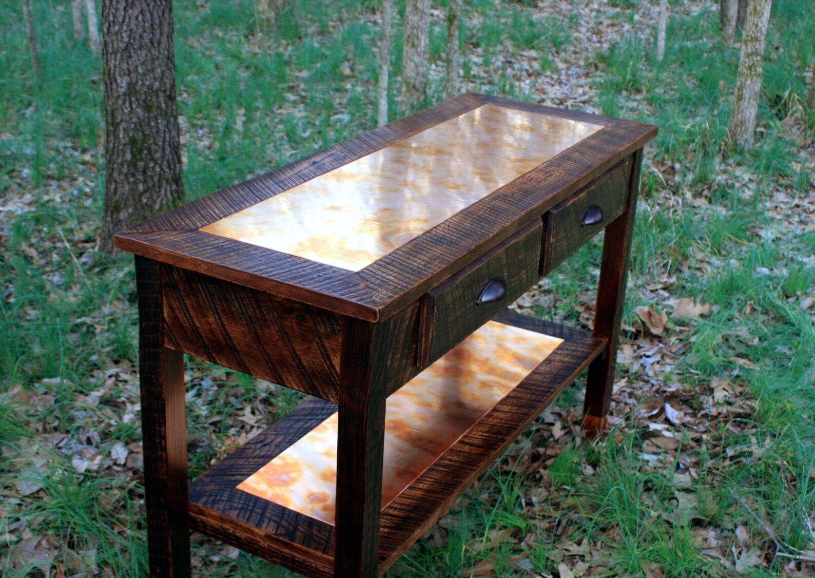 Large Copper Sofa Table. Copper Top Console Table. Copper Console Table ...