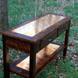 Large Copper Sofa Table. Copper Top Console Table. Copper Console Table ...