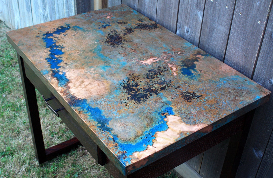 Copper Top Desk. Home Office Desk. Small Desk. Desk With Drawer ...