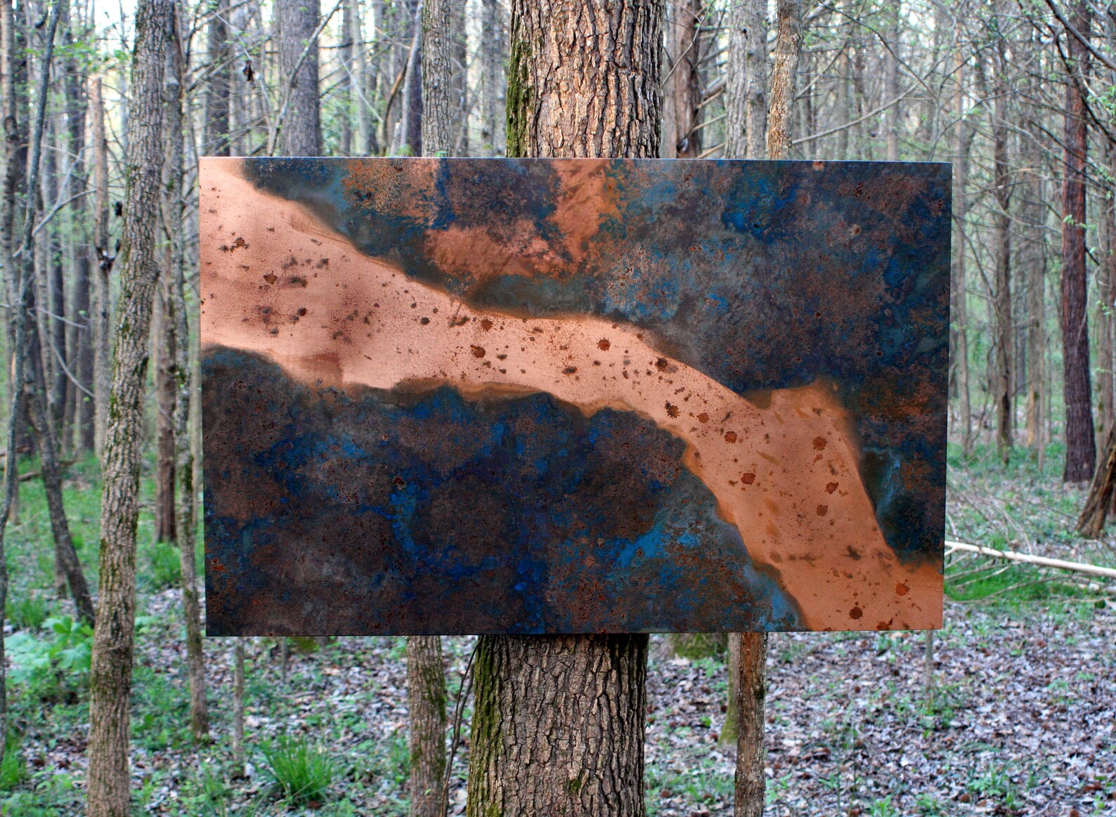 Copper Abstract Art. Light Copper Wall Art. Copper Patina Art. Metal ...