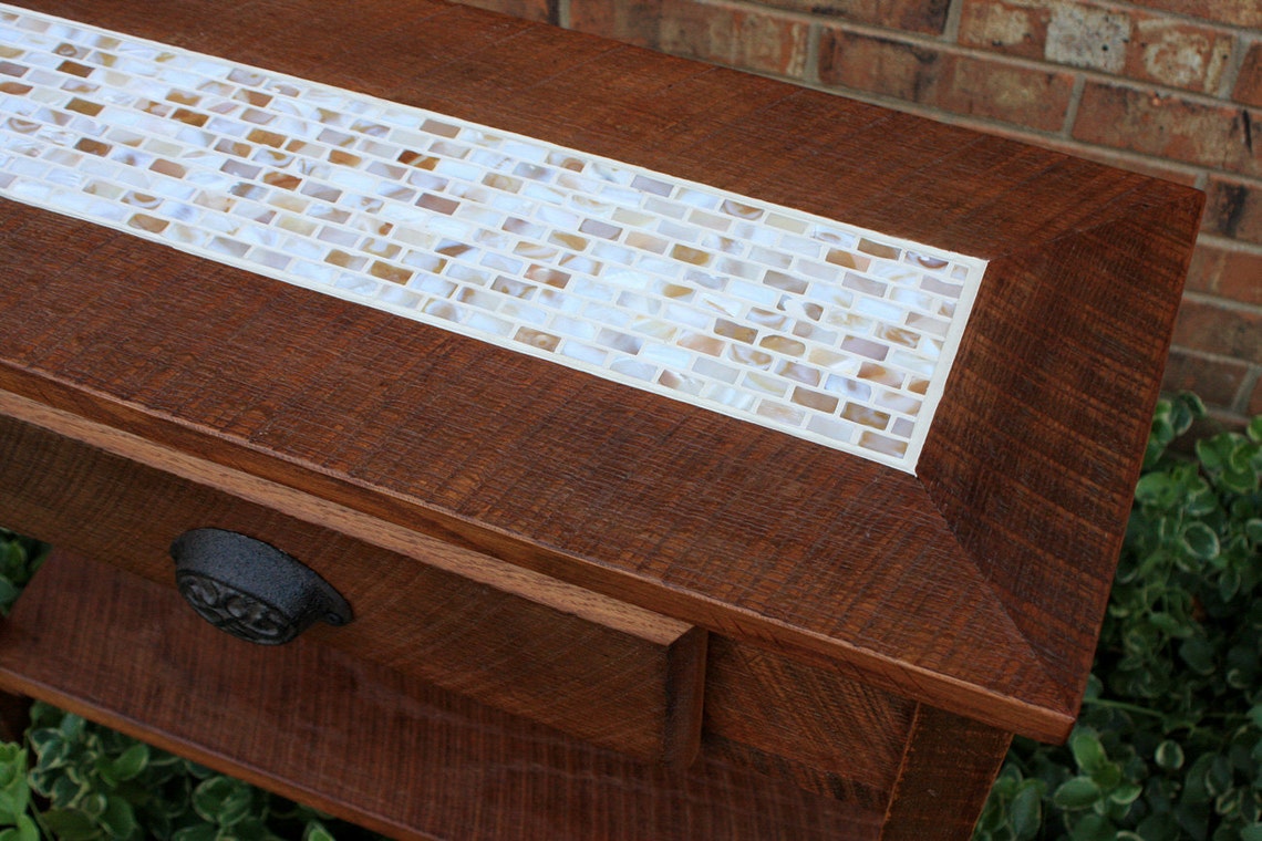 Tile Sofa Table. Small Entry Table. Mother of Pearl Sofa Table. "pearl ...